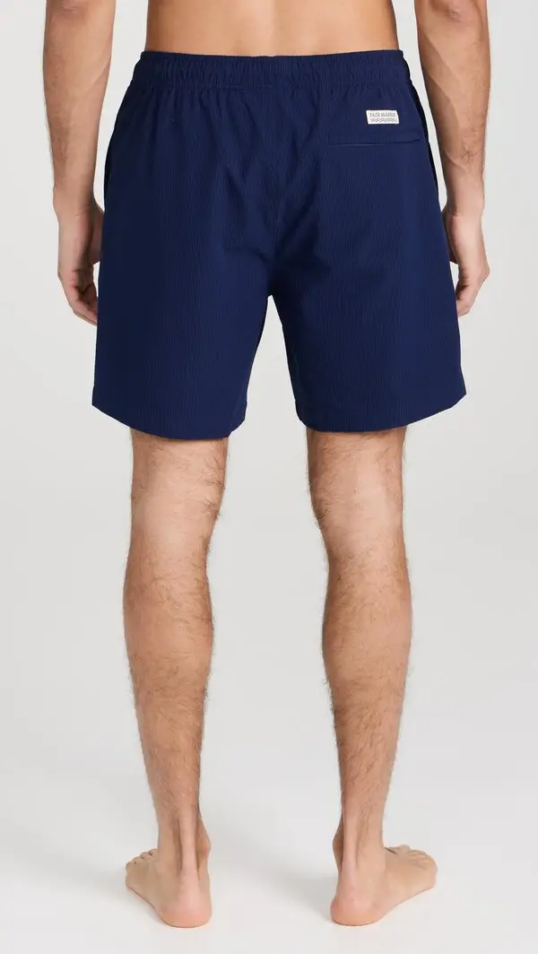 FAIR HARBOR The Bayberry Swim Trunks 7 - Navy Seersucker