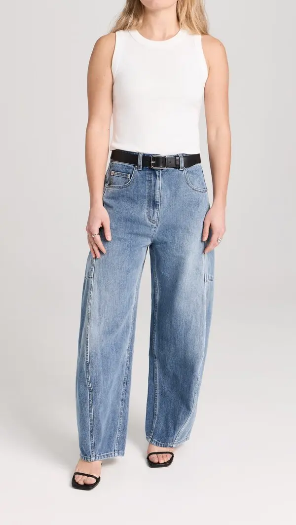 Tibi Petite Classic Wash Denim Sid Jeans - Classic Blue