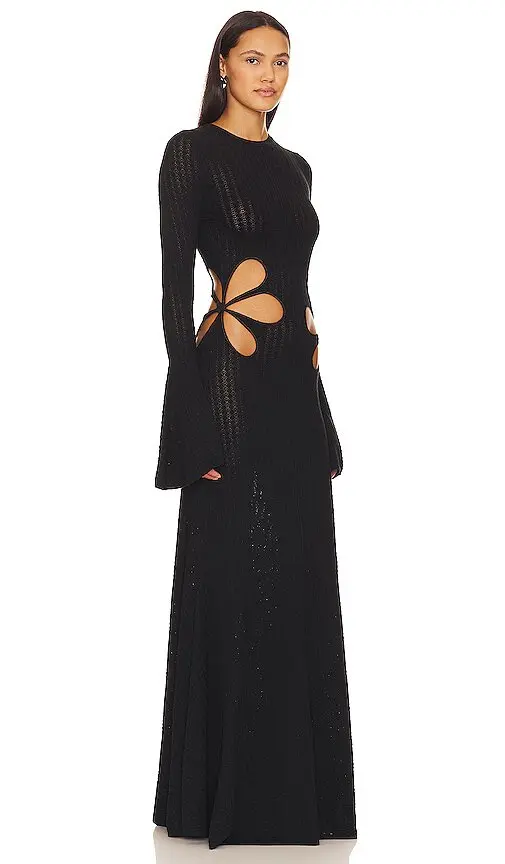 SAU LEE Destiny Floral Cut-out Maxi Dress - Black