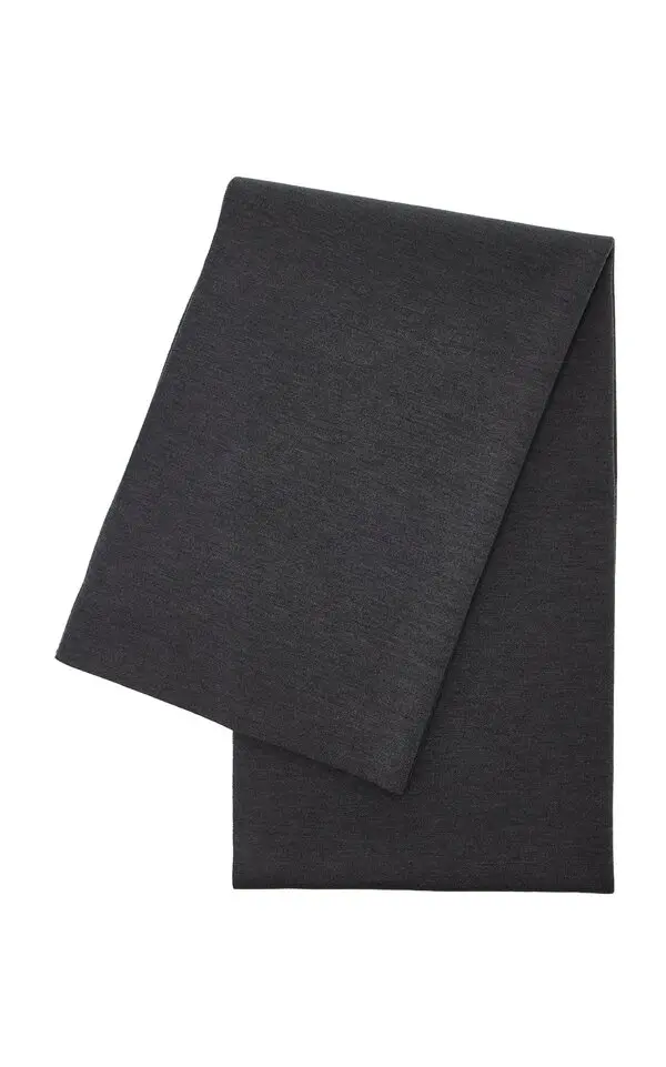 Brandon Maxwell Long Wool Knitted Scarf - Dark Grey