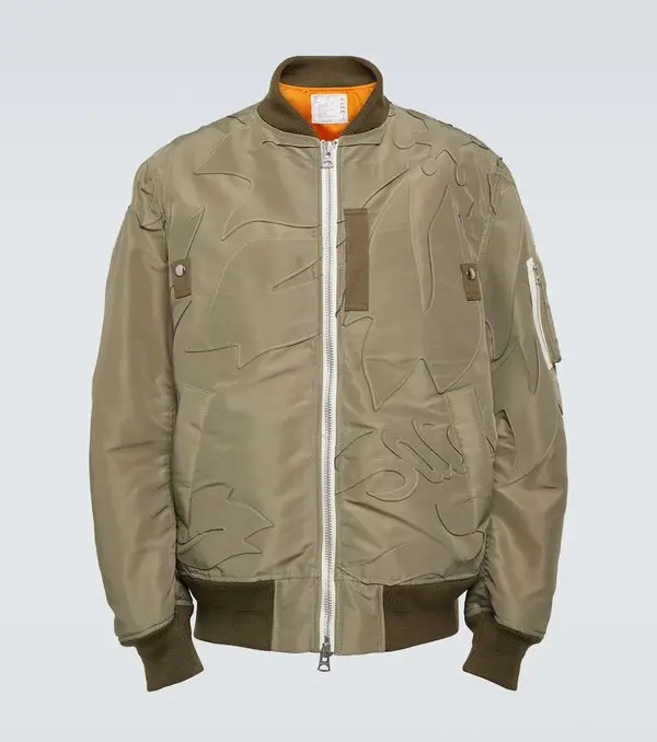 Sacai Embroidered Twill Bomber Jacket - Green