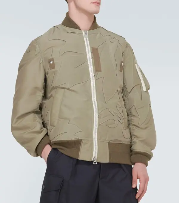Sacai Embroidered Twill Bomber Jacket - Green