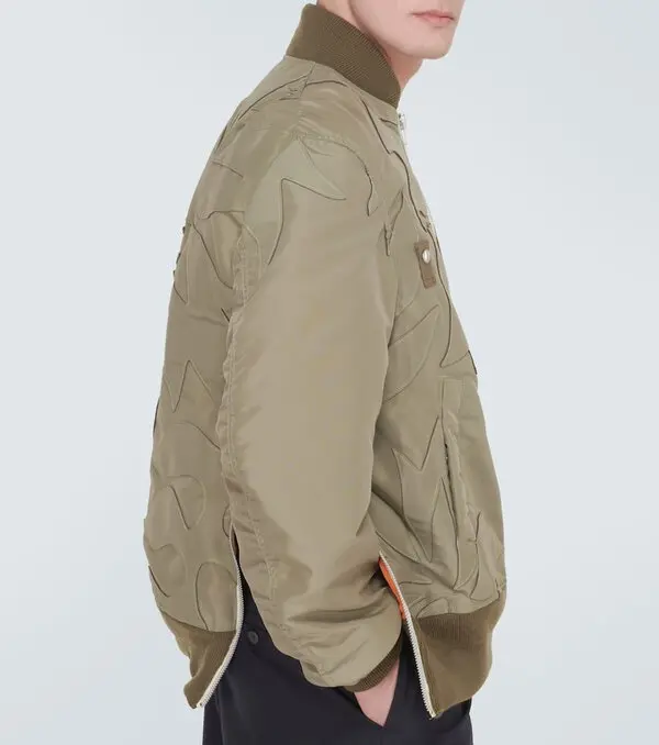 Sacai Embroidered Twill Bomber Jacket - Green
