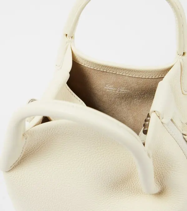 Loro Piana Bale Micro Leather Tote - White