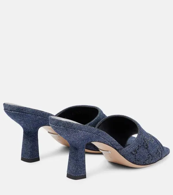 Gucci Gg Crystal Denim Mules