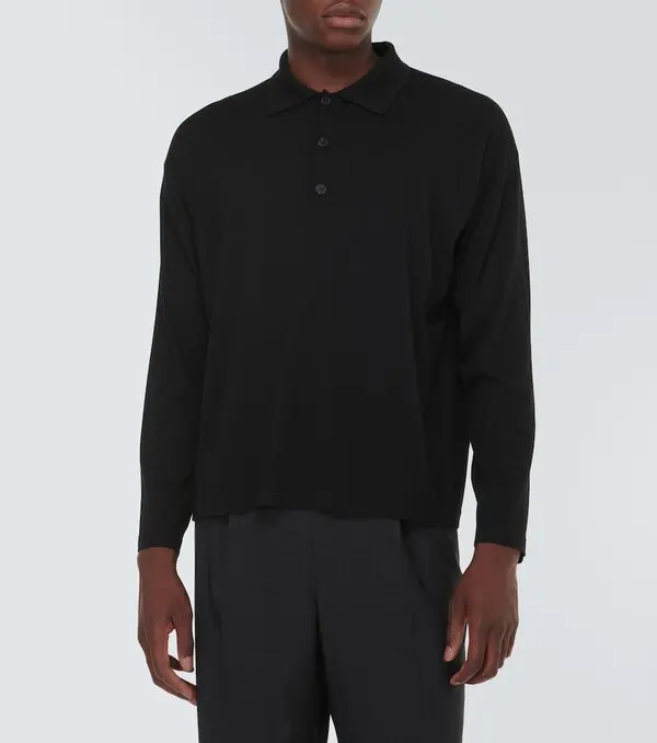 THE ROW Djon Wool Polo Sweater - Black