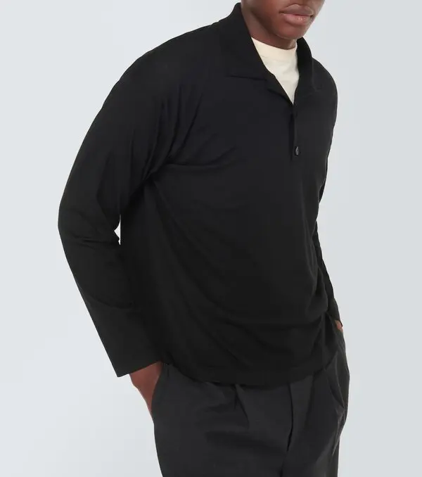 THE ROW Djon Wool Polo Sweater - Black