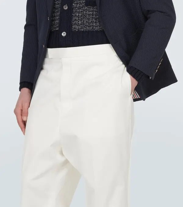 Thom Browne High-rise Cotton Twill Chinos