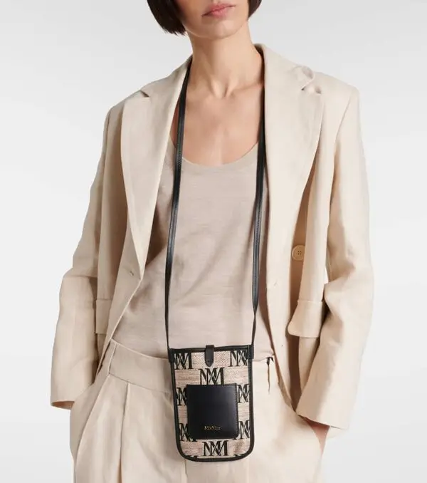 Max Mara Phony Leather-trimmed Canvas Phone Pouch
