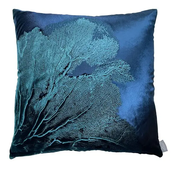 AVIVA STANOFF Sea Fan Signature Velvet Collection Pillow, 20 X 20 - Azure
