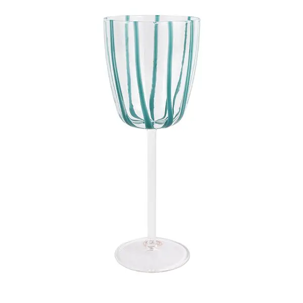 VIETRI Nuovo Stripe Wine Glass - Teal