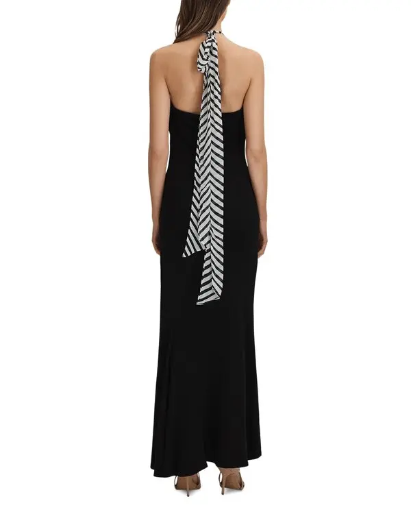 REISS Iris Printed Tie Jersey Dress