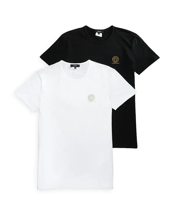 Versace Cotton Blend Tees, Pack Of 2 - White-black