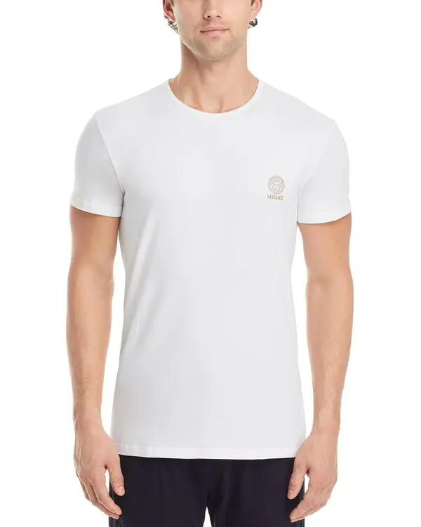Versace Cotton Blend Tees, Pack Of 2 - White-black