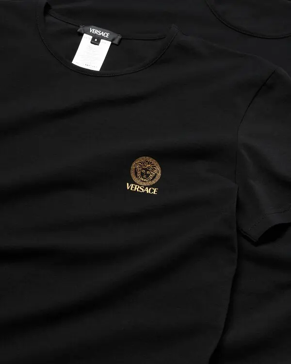 Versace Cotton Blend Tees, Pack Of 2 - White-black