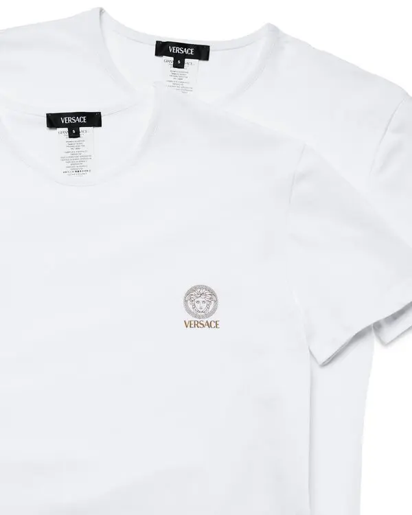 Versace Cotton Blend Tees, Pack Of 2 - White-black