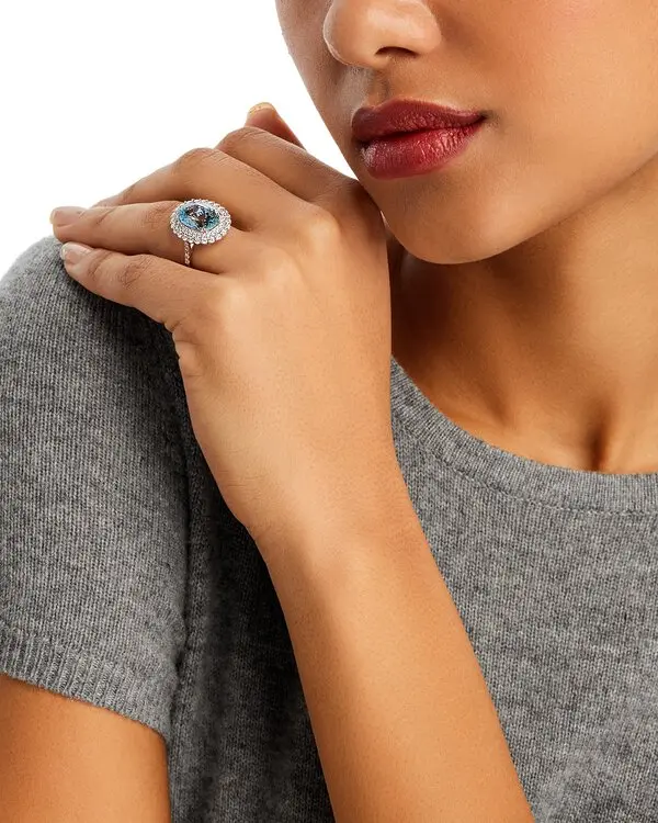 Bloomingdale'S Aquamarine And Diamond Ring - Blue/white