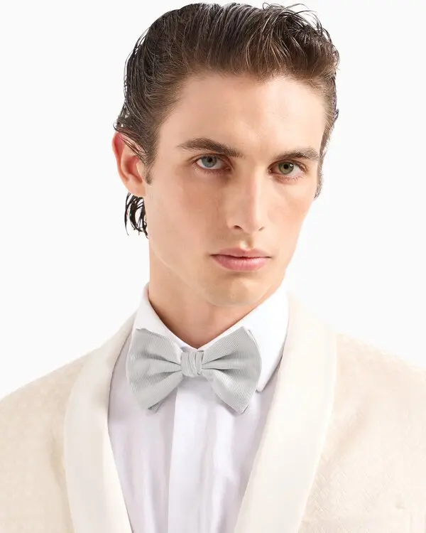 Giorgio Armani Large Silk Pre-tied Bow Tie - Grey