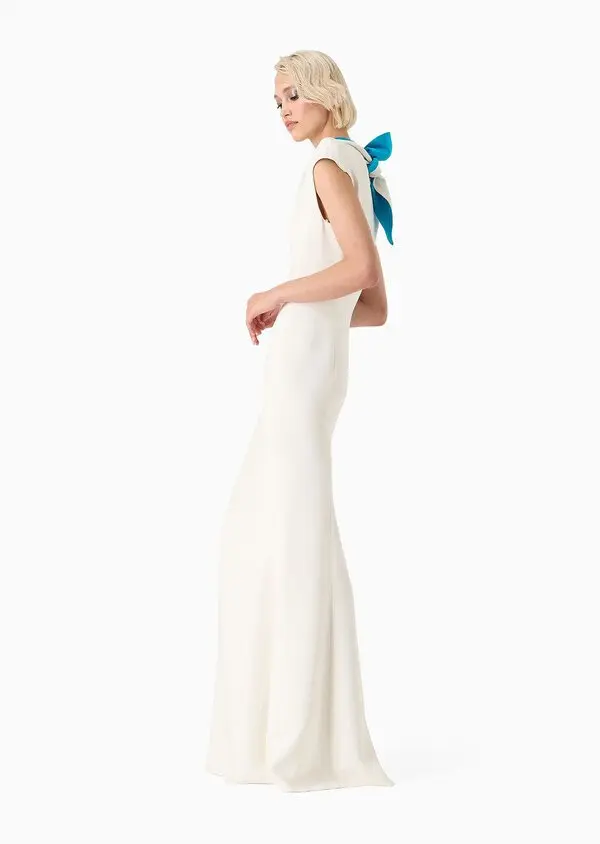 silk cady long dress armani vogue Giorgio Armani Silk Cady Long Dress - White