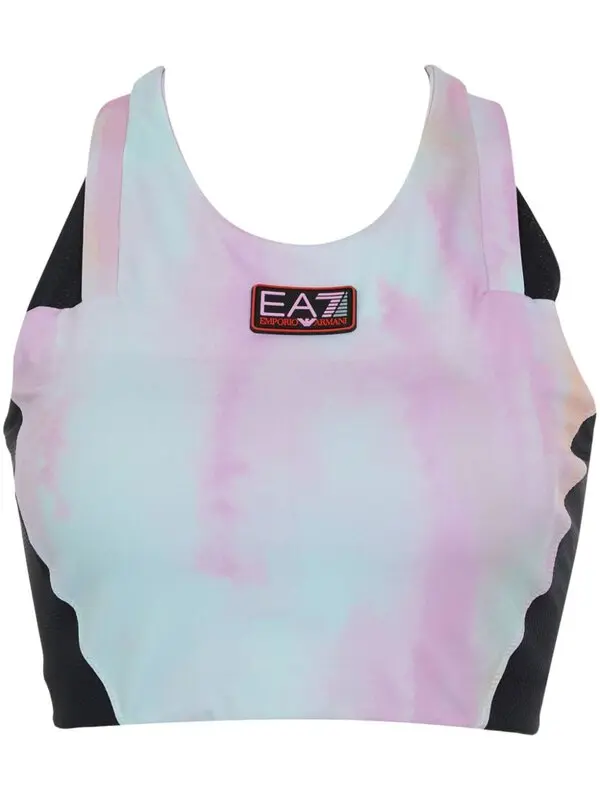 EA7 Watercolour Logo-appliqué Sports Bra - Pink