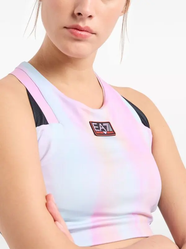 EA7 Watercolour Logo-appliqué Sports Bra - Pink