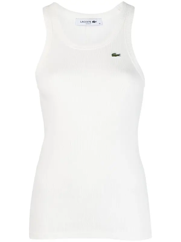 Lacoste Logo-appliqué Knitted Tank Top - White