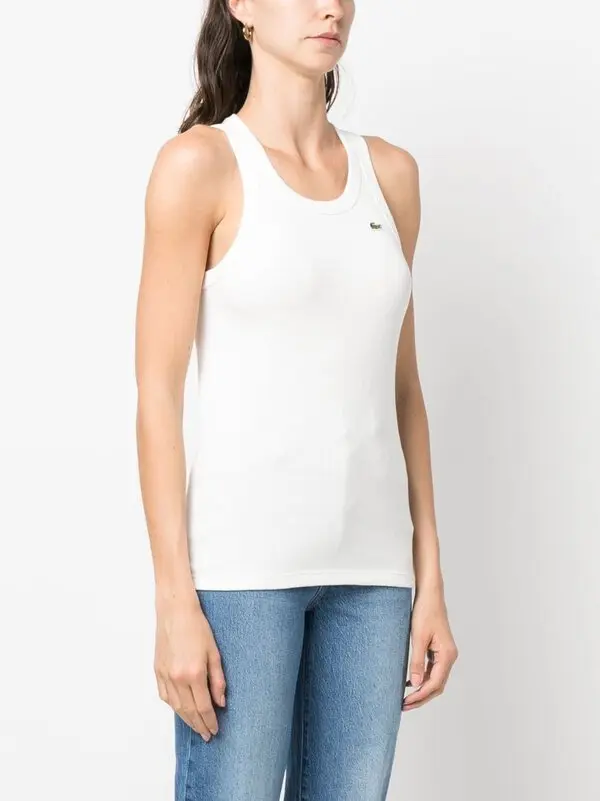 Lacoste Logo-appliqué Knitted Tank Top - White