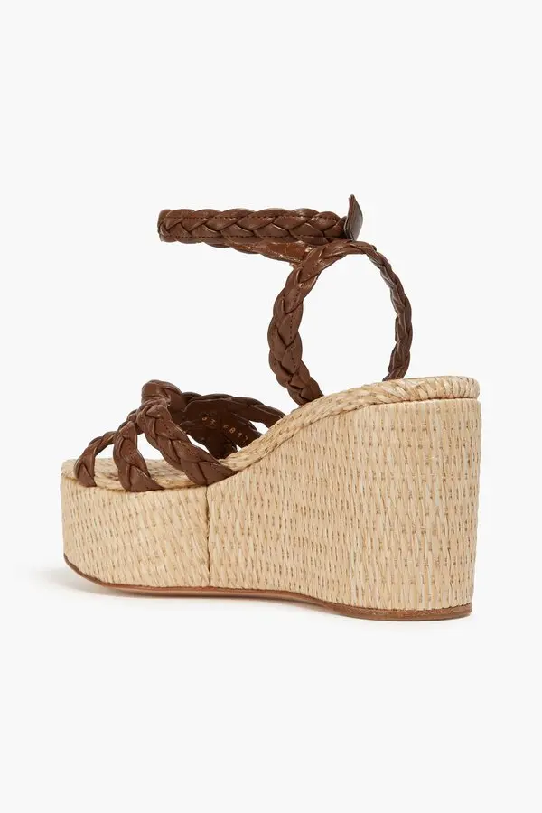 GIANVITO ROSSI Braided Leather Espadrille Wedge Sandals
