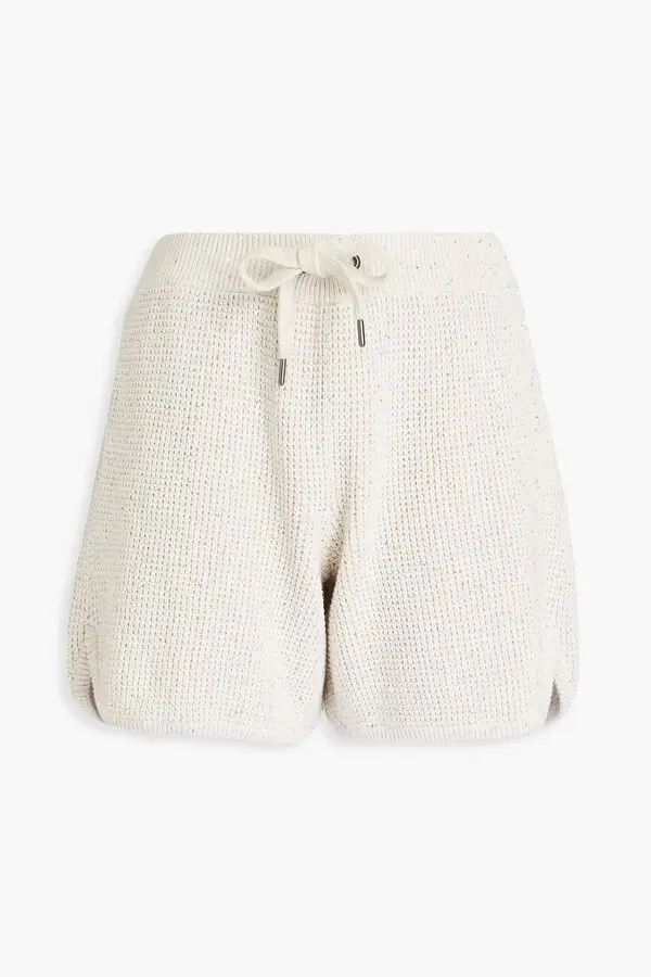 Brunello Cucinelli Sequin-embellished Waffle-knit Cotton-blend Shorts