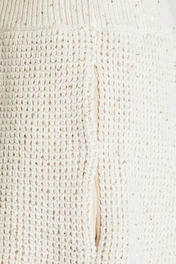 Brunello Cucinelli Sequin-embellished Waffle-knit Cotton-blend Shorts