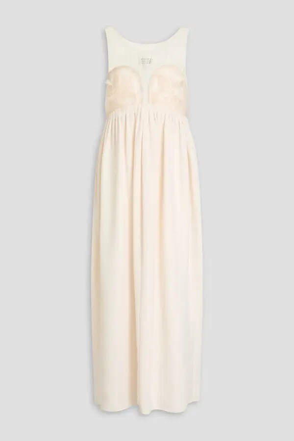 MAISON MARGIELA Embellished Pleated Midi Dress - Cream