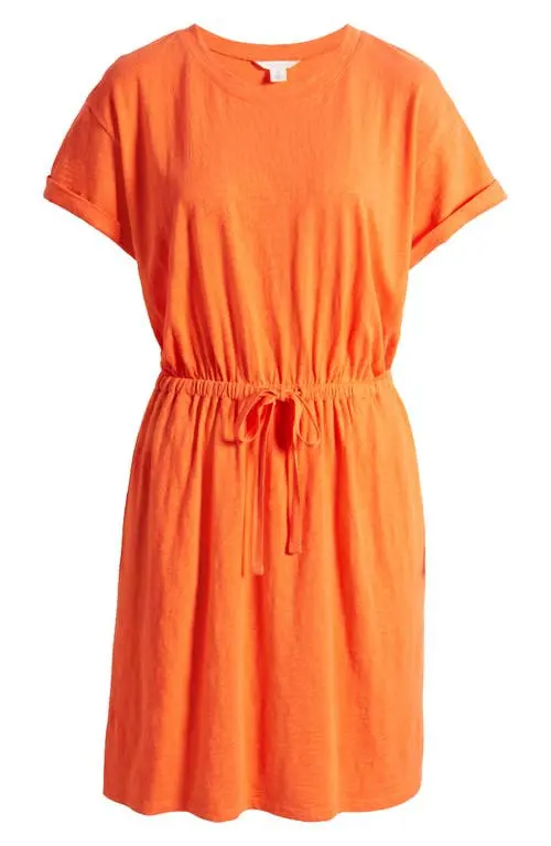 Caslon Drawstring Waist Organic Cotton T-shirt Dress