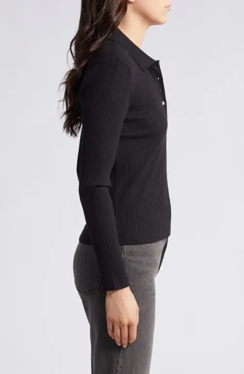 Treasure & Bond Rib Long Sleeve Polo
