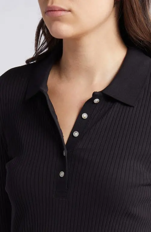 Treasure & Bond Rib Long Sleeve Polo
