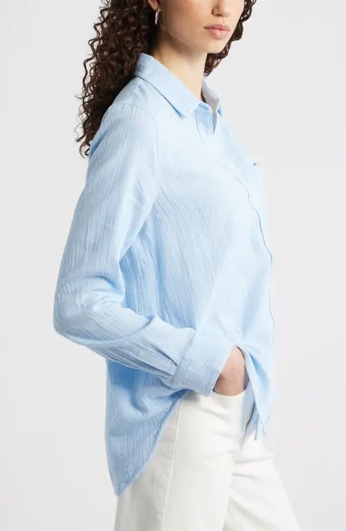 Caslon Casual Gauze Button-up Shirt - Blue Windsurfer