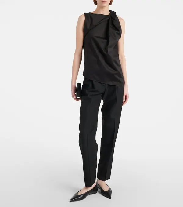TOTEME Draped Cotton And Linen Top