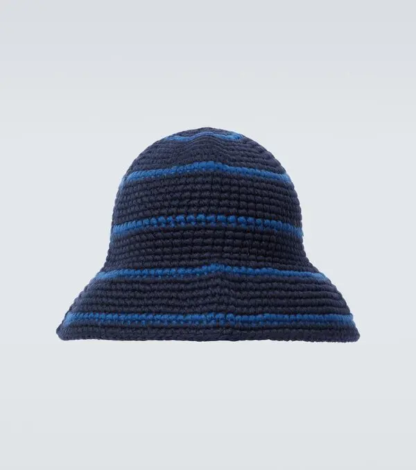 Our Legacy Tom Tom Striped Crochet Hat In Blue - 40% Off