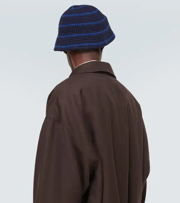 Our Legacy Tom Tom Striped Crochet Hat In Blue - 40% Off