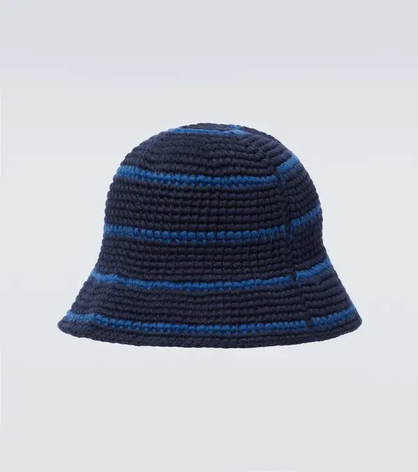 Our Legacy Tom Tom Striped Crochet Hat In Blue - 40% Off