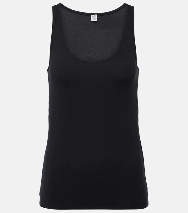 TOTEME Ribbed-knit Cotton Jersey Tank Top - Black
