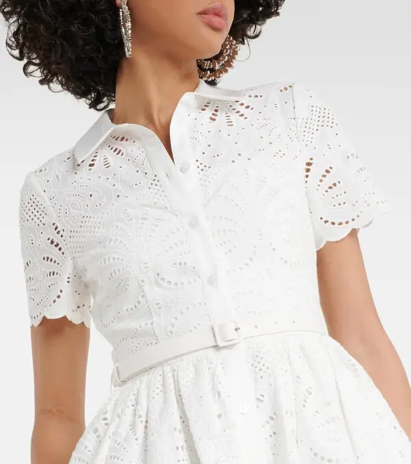 Self-Portrait Embroidered Cotton Midi Dress In White - 20% Off |  Editorialist