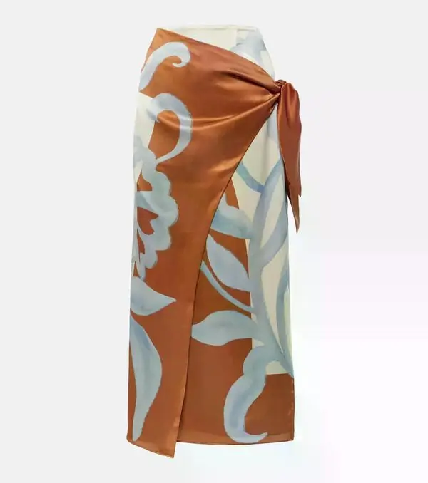 SIR THE LABEL Sir Sorrento Printed Silk Wrap Skirt