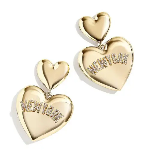WEAR BY ERIN ANDREWS X Baublebar New York Yankees Heart Statement Drop Earrings - Gold