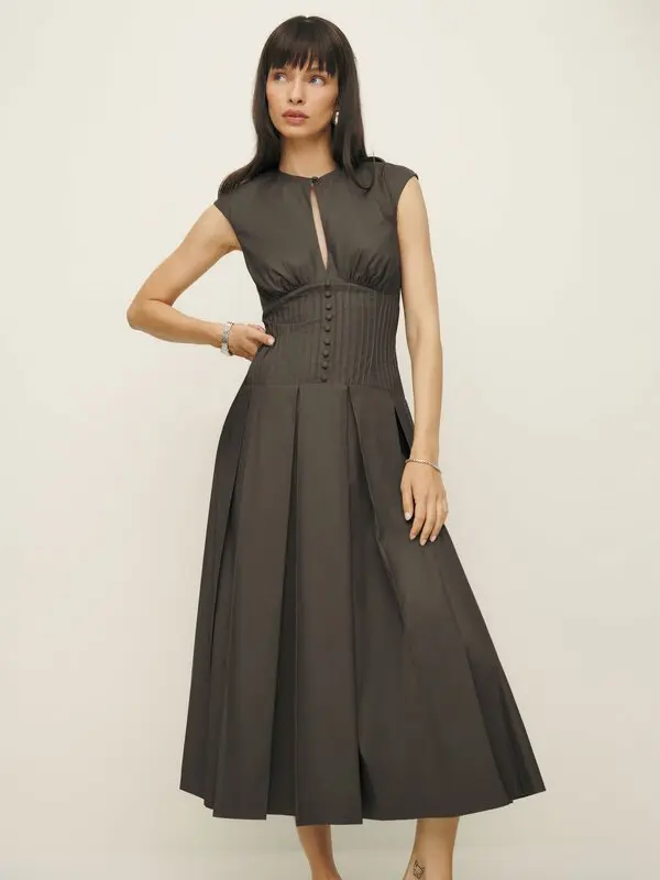 REFORMATION Renaie Midi Dress - Brown