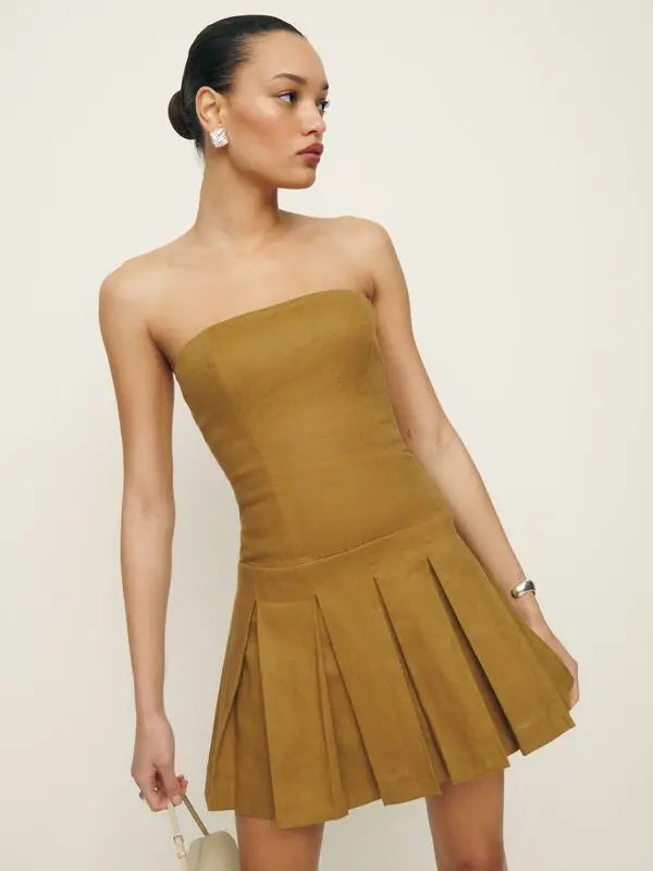 Reformation Isabeli Linen Dress In Ginger - 70% Off | Editorialist