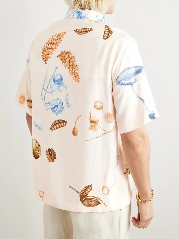 JIL SANDER Convertible-collar Printed Woven Shirt