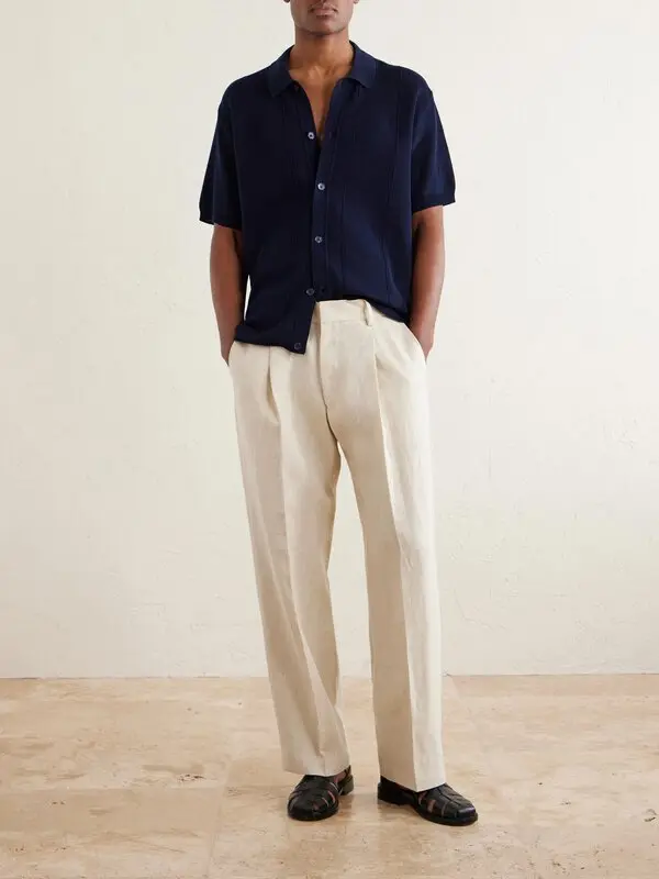 Orlebar Brown Tiernan Ribbed Cotton Polo Shirt - Blue