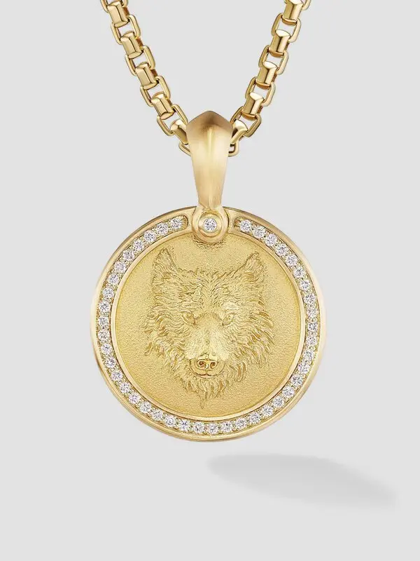 David Yurman Petrvs Wolf Amulet In 18k Yellow - Diamond
