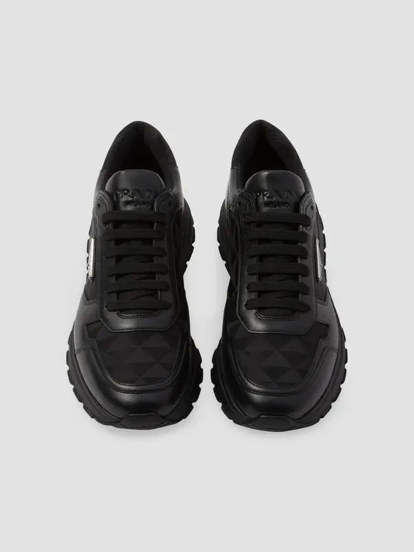 Prada Leather And Re-nylon High-top Sneakers