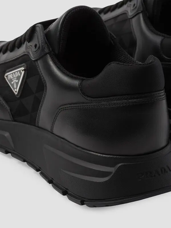 Prada Leather And Re-nylon High-top Sneakers